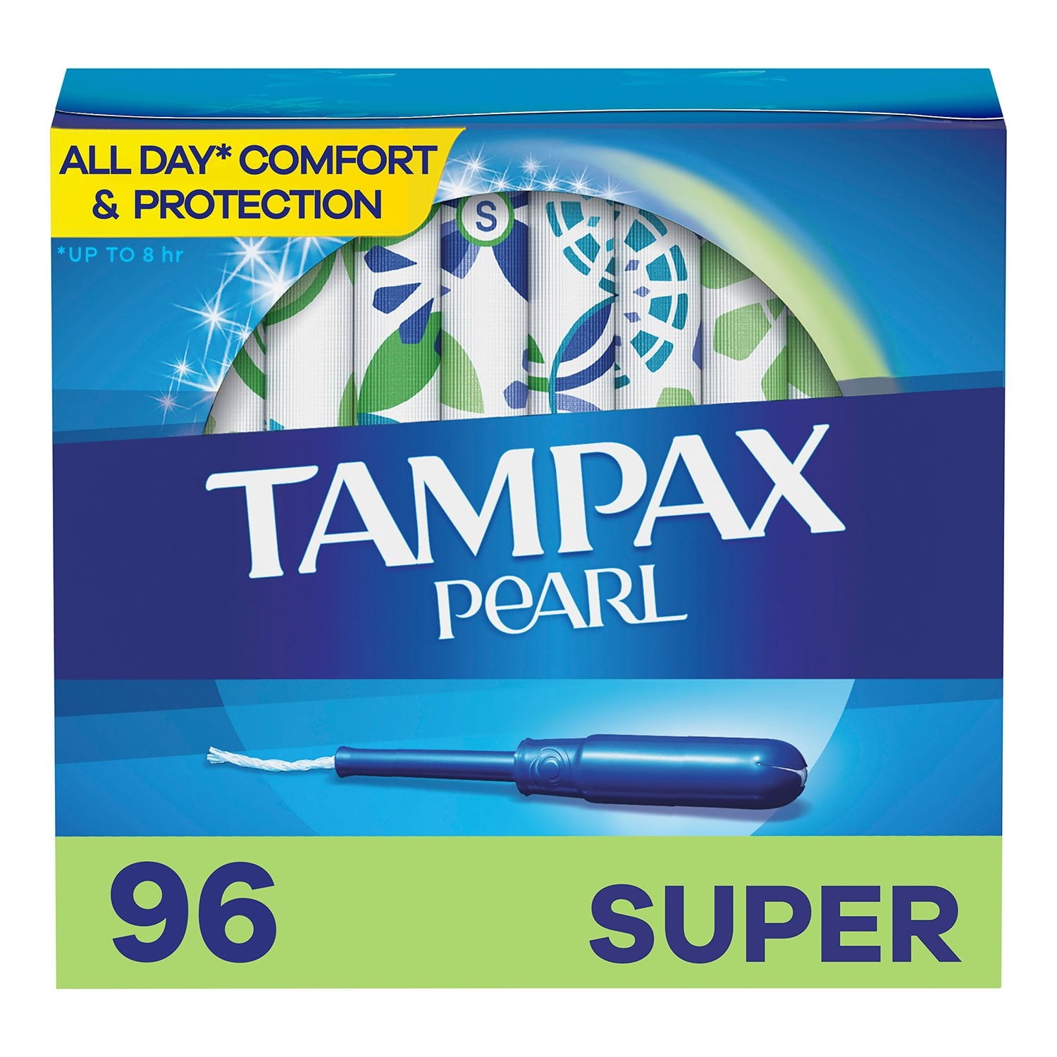 TAMPAX Pearl Advanced Grip Plastic Tampons Super 96 ct