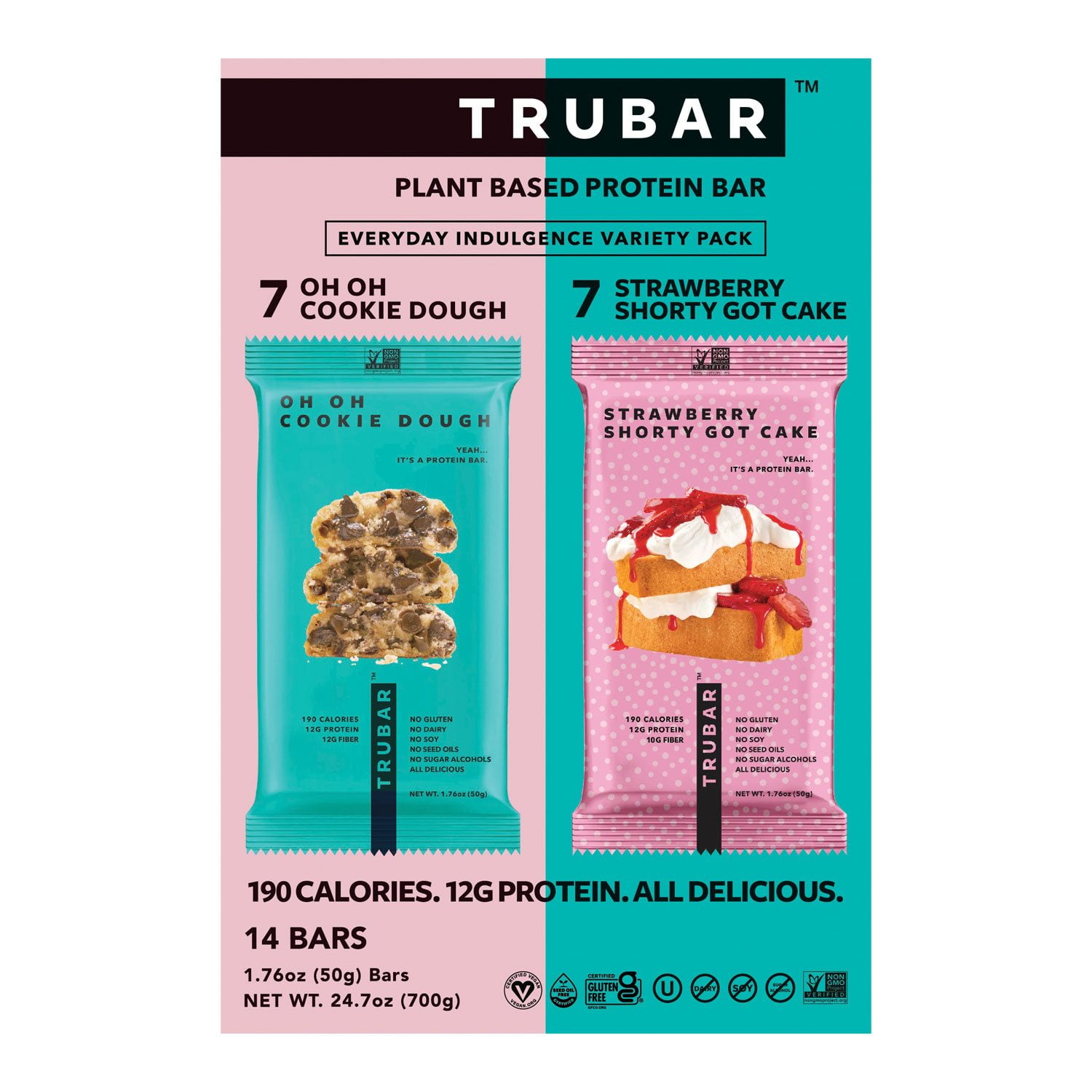 TRUBAR Plant Based Protein Bar Variety Pack, 14 count